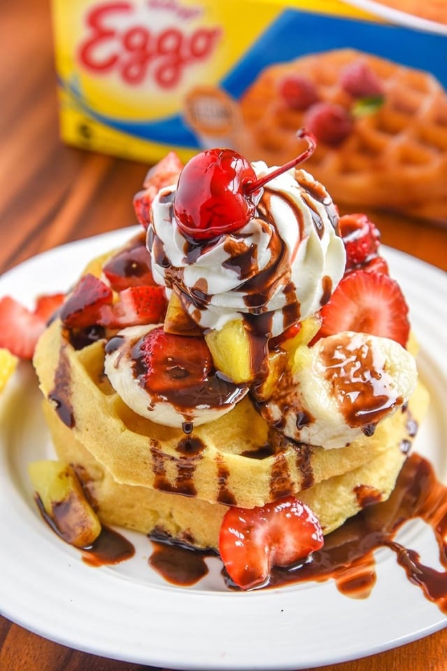 Banana Split Waffles - Courtney's Sweets